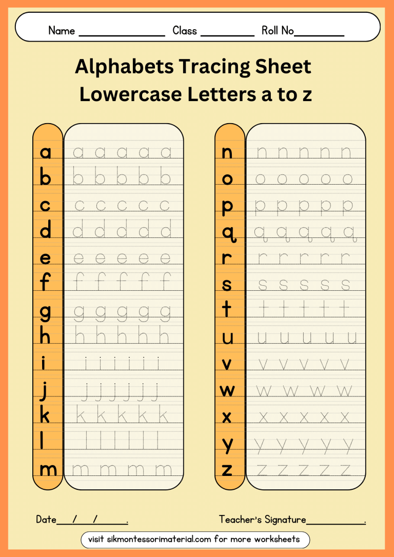 A4 Size Printable Alphabets Tracing Worksheets A to Z - SIK Montessori ...