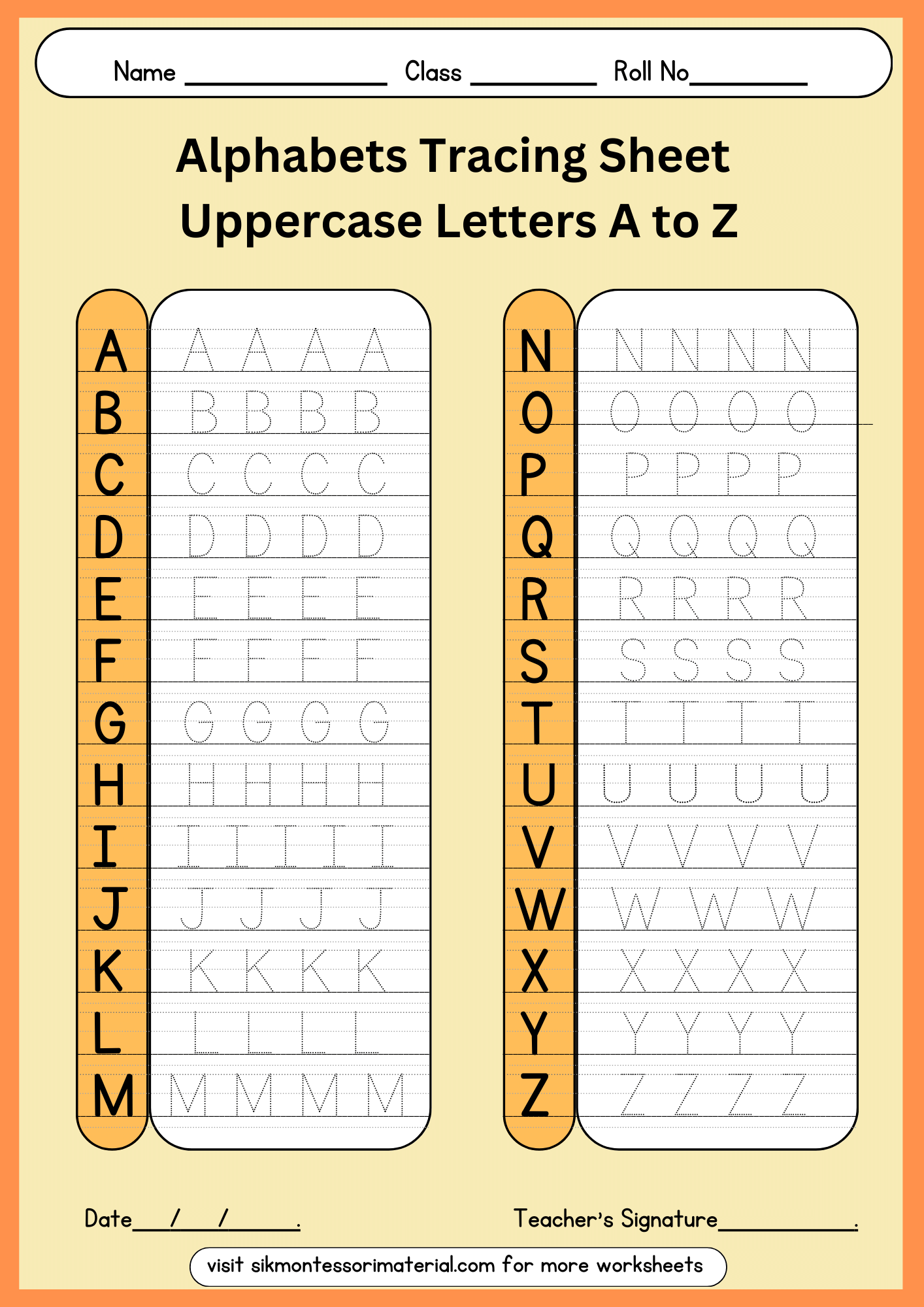 A4 Size Printable Alphabets Tracing Worksheets A to Z - SIK Montessori ...