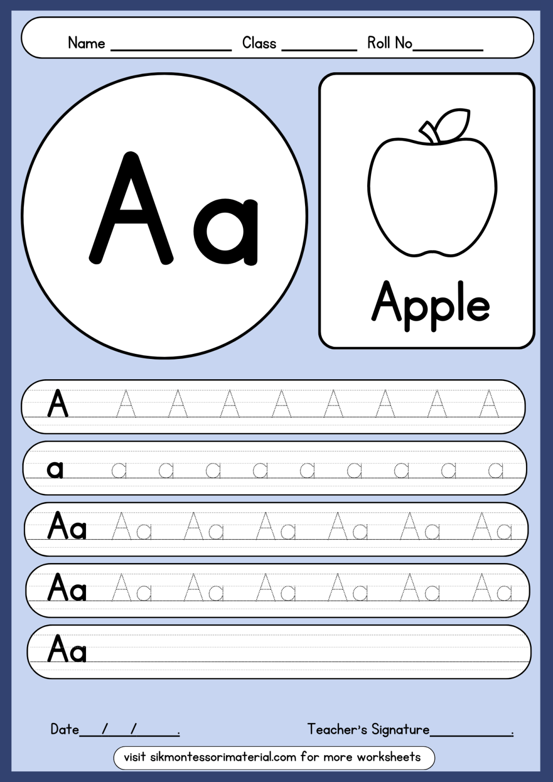 A4 Size Printable Alphabets Tracing Worksheets A to Z - SIK Montessori ...