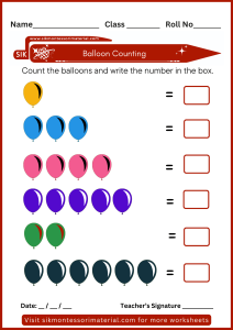 Count and Write Worksheets for Junior Montessori - SIK Montessori Material