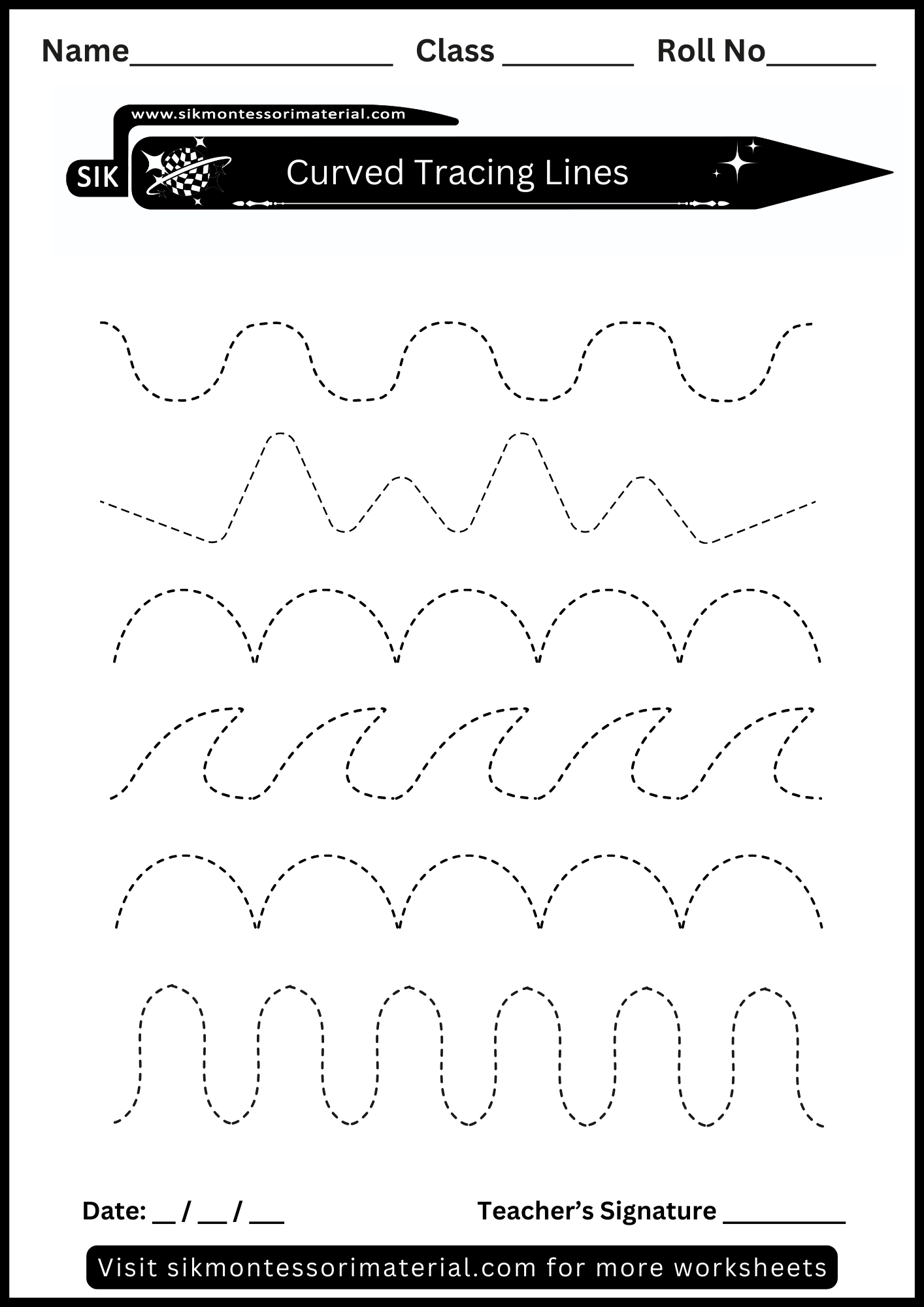 Simple Line Tracing Worksheets for Pre School - SIK Montessori Material