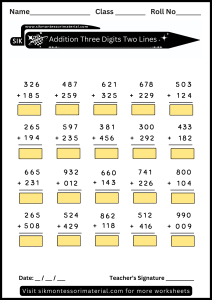 Download Math Addition Worksheets for Advance Montessori - SIK ...