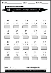 Download Math Subtraction Worksheets for Advance Montessori - SIK ...