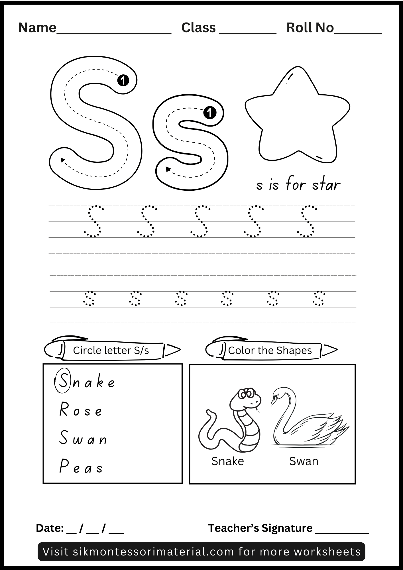 Alphabets Tracing & Letter Recognition Worksheets for Montessori - SIK ...